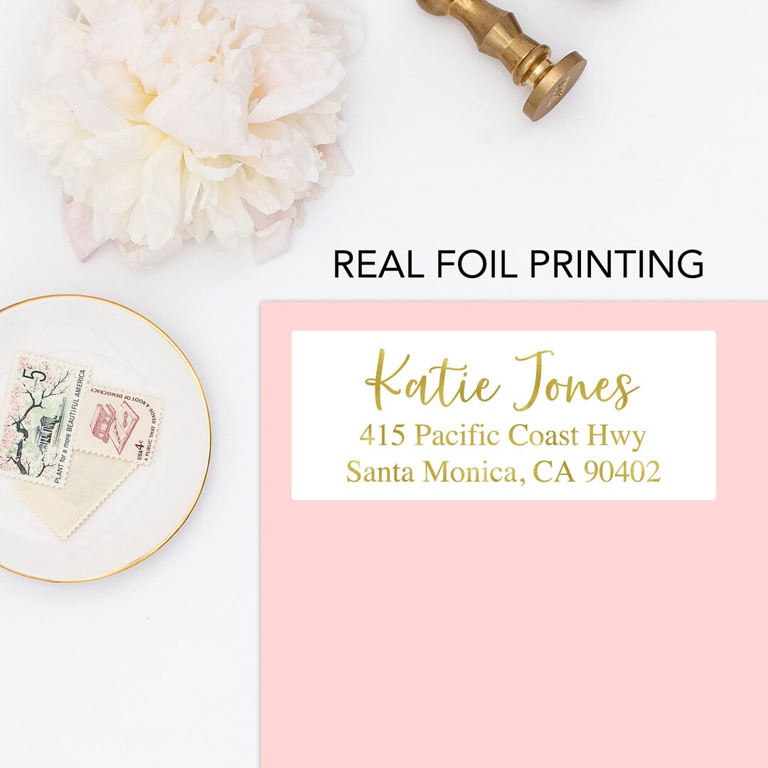 Return Address Labels, Gold Foil Return Address Labels, Wedding Return ...