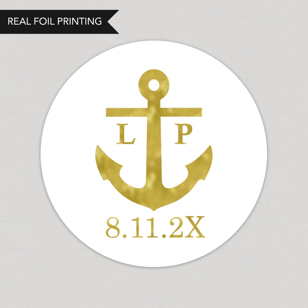 Anchor Monogram Stickers, Nautical Wedding Stickers, Nautical Envelope Seals, Anchor Envelope ...