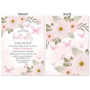 Pink Butterfly Invitations Custom Printed Invitations Personalized ...