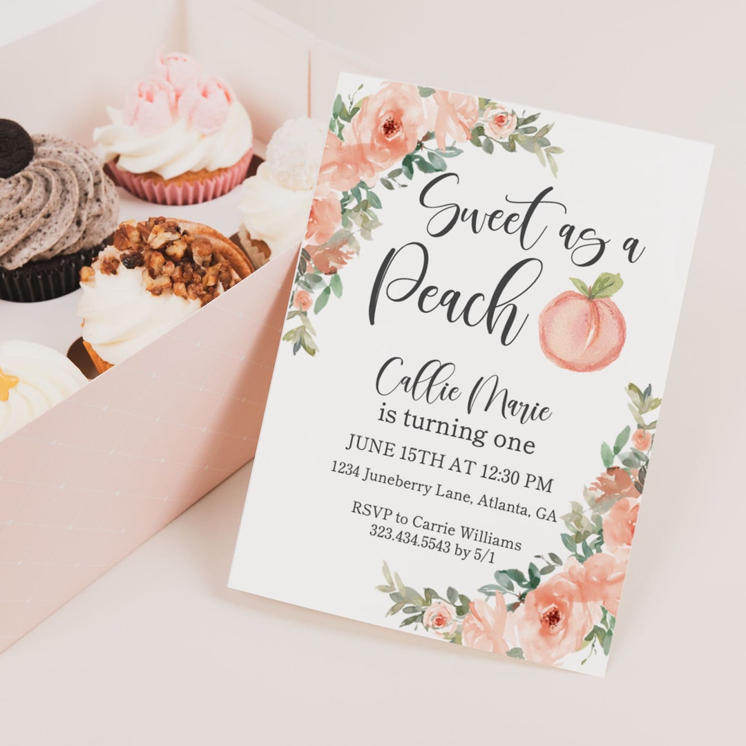 Sweet as a Peach Invitations Custom Printed Invitations Personalized ...