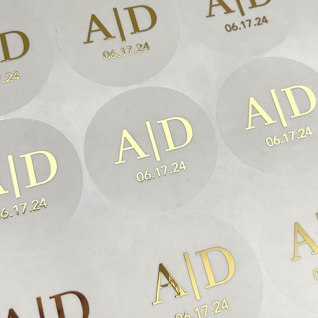 Wedding Monogram Envelope Stickers, Foil Printed Monogram Stickers ...