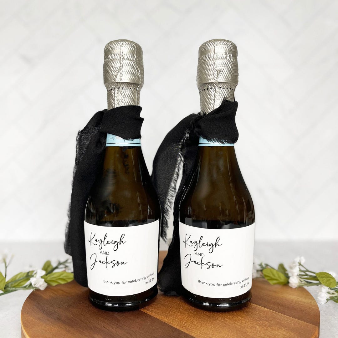 Minimal Champagne Labels, Wedding Champagne Labels, Personalized ...