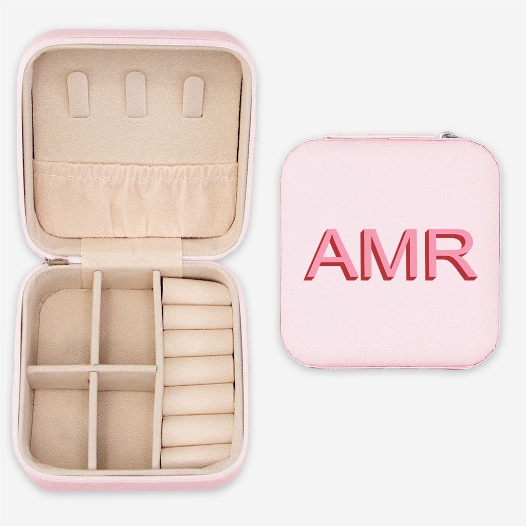 Shadow Monogram Travel Jewelry Case, Personalized Gift for Her ...