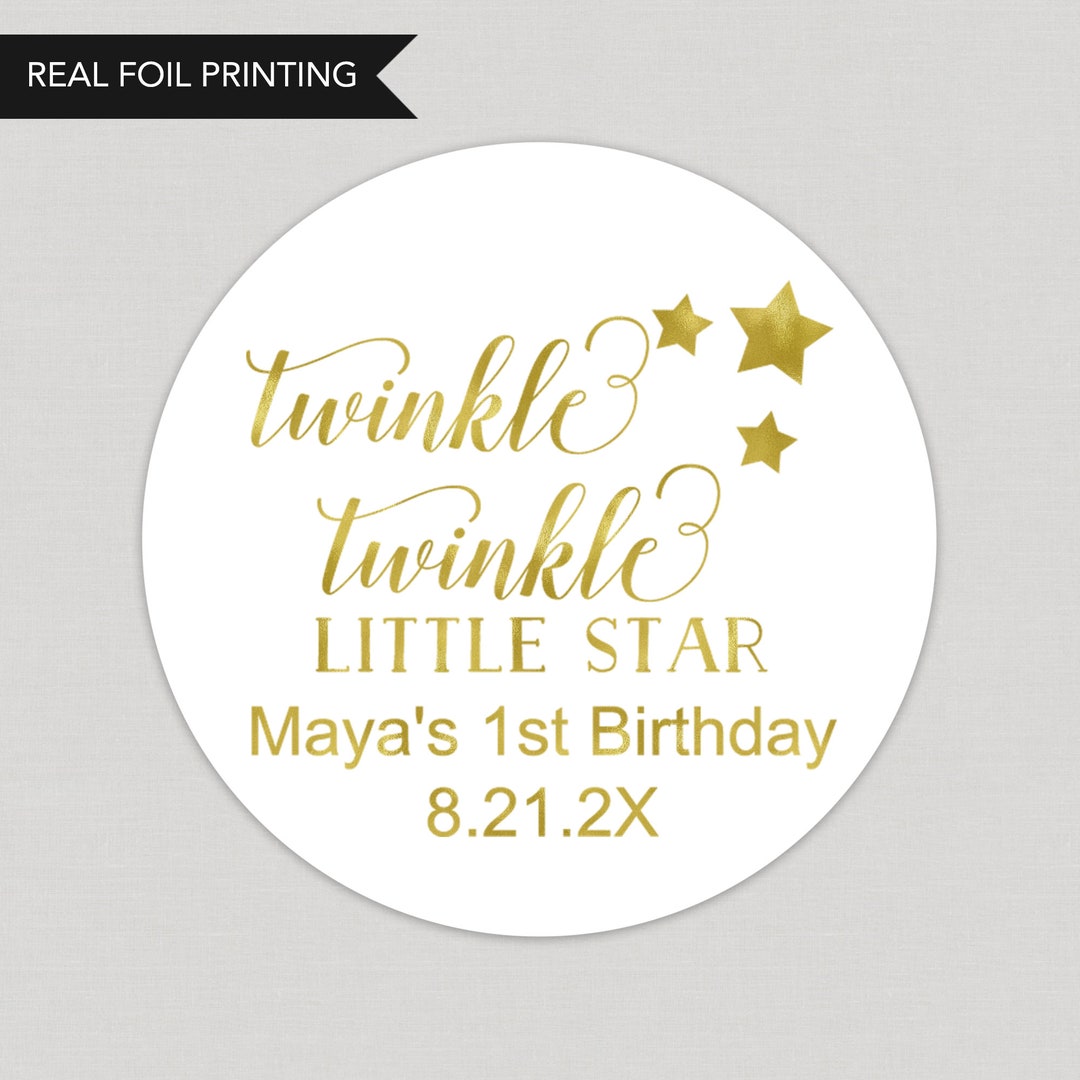Twinkle Twinkle Little Star Foil Favor Stickers Personalized Foil ...
