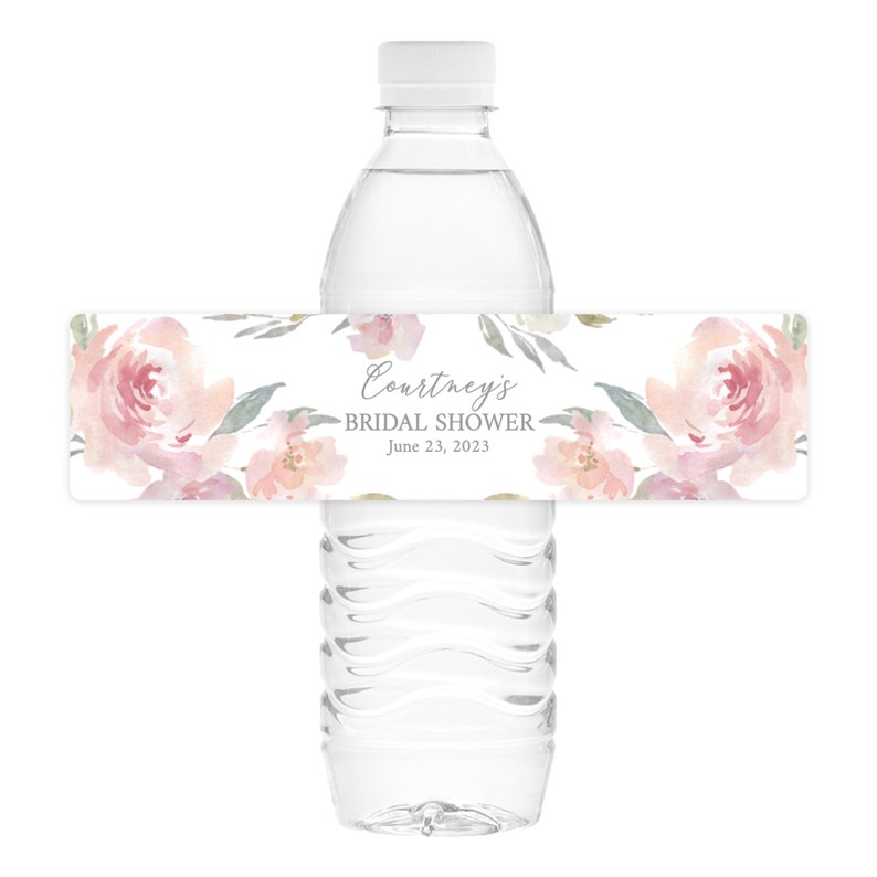 Blush Floral Water Bottle Labels Printed Water Bottle Labels - Etsy