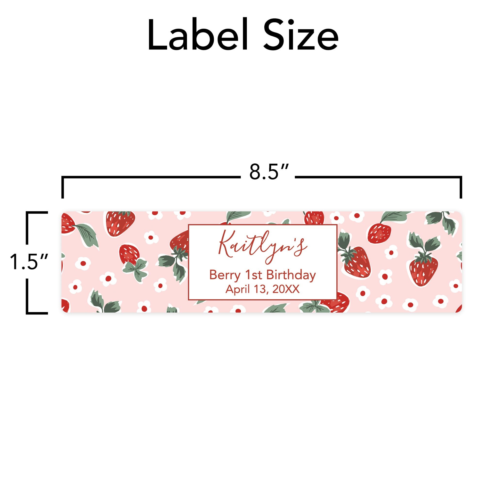Berry First Birthday Water Bottle Labels, Strawberry Birthday Water ...