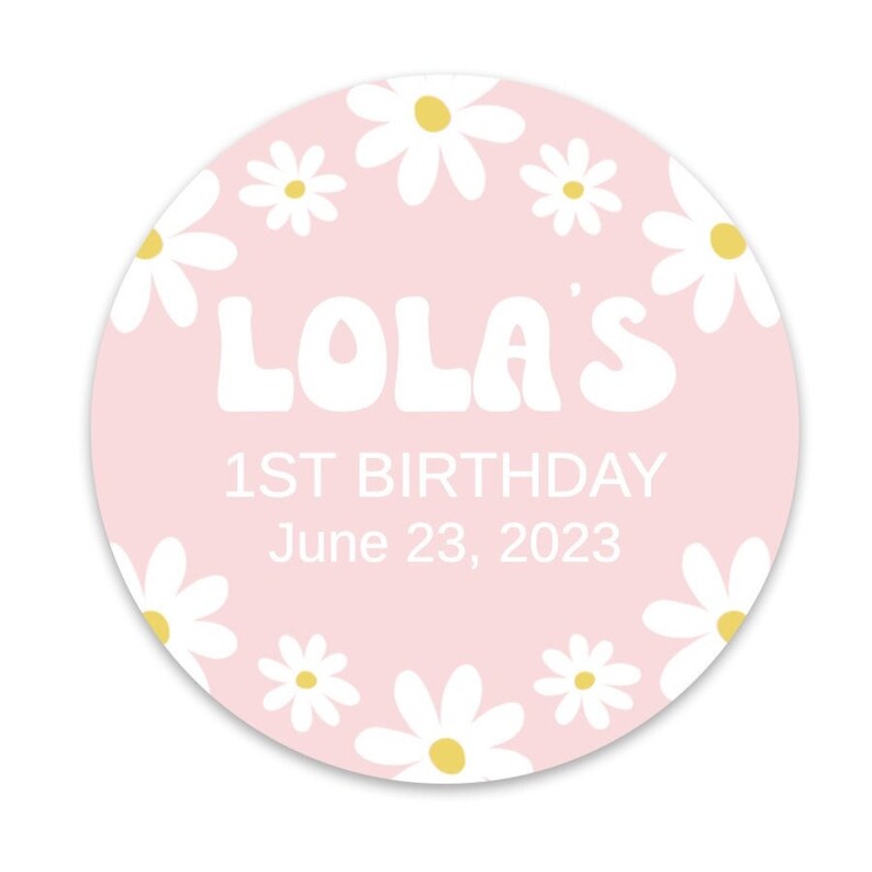 Pink Daisy Stickers Girl Party Favor Stickers Daisy Themed - Etsy