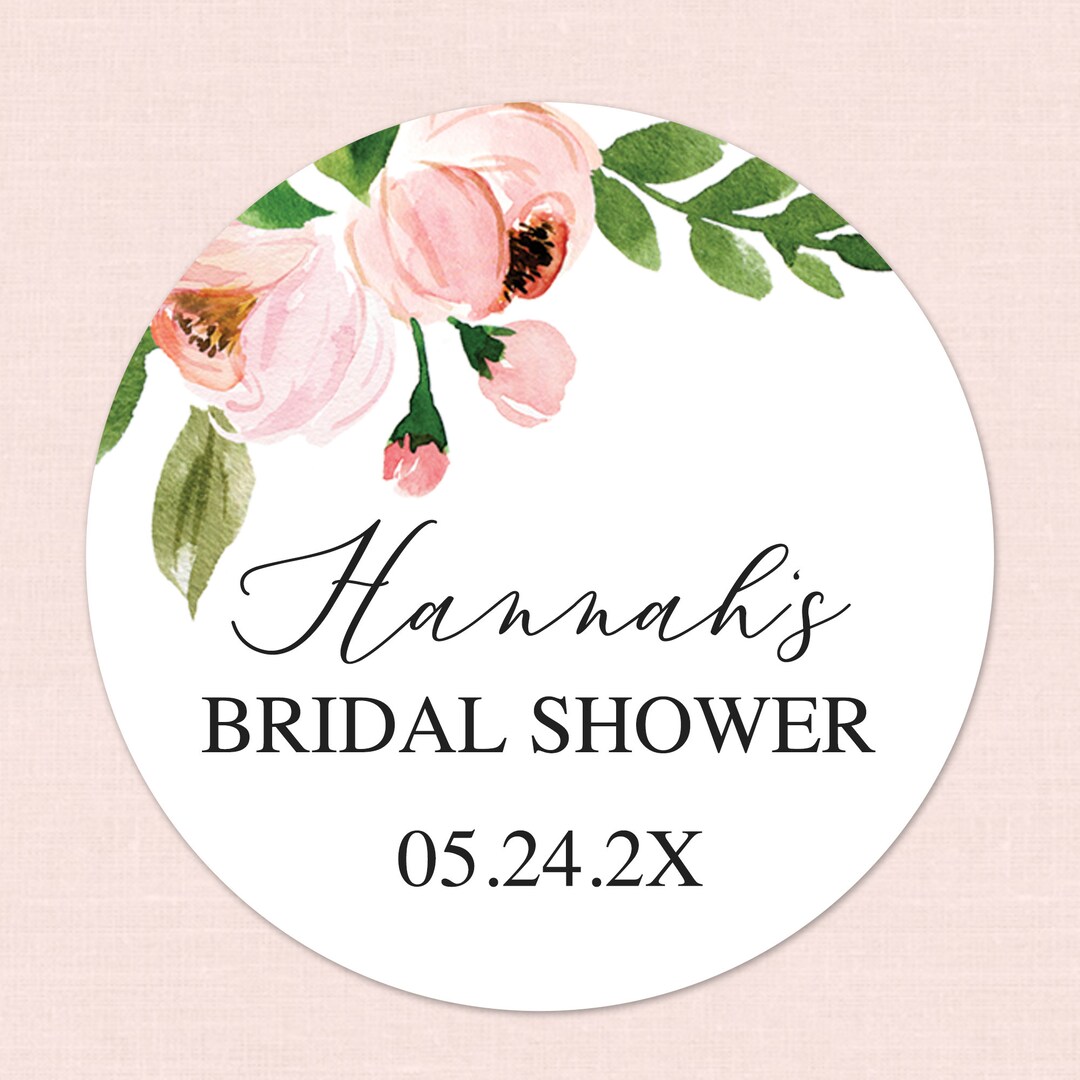 Light Pink Floral Stickers, Light Pink Bridal Shower, Bridal Shower ...