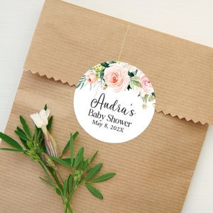 Lovely Blush Floral Favor Stickers Personalized Stickers Favor Stickers ...
