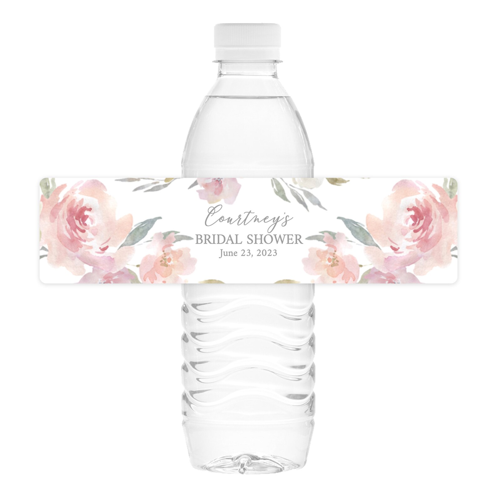 Blush Floral Water Bottle Labels Printed Water Bottle Labels Waterproof ...