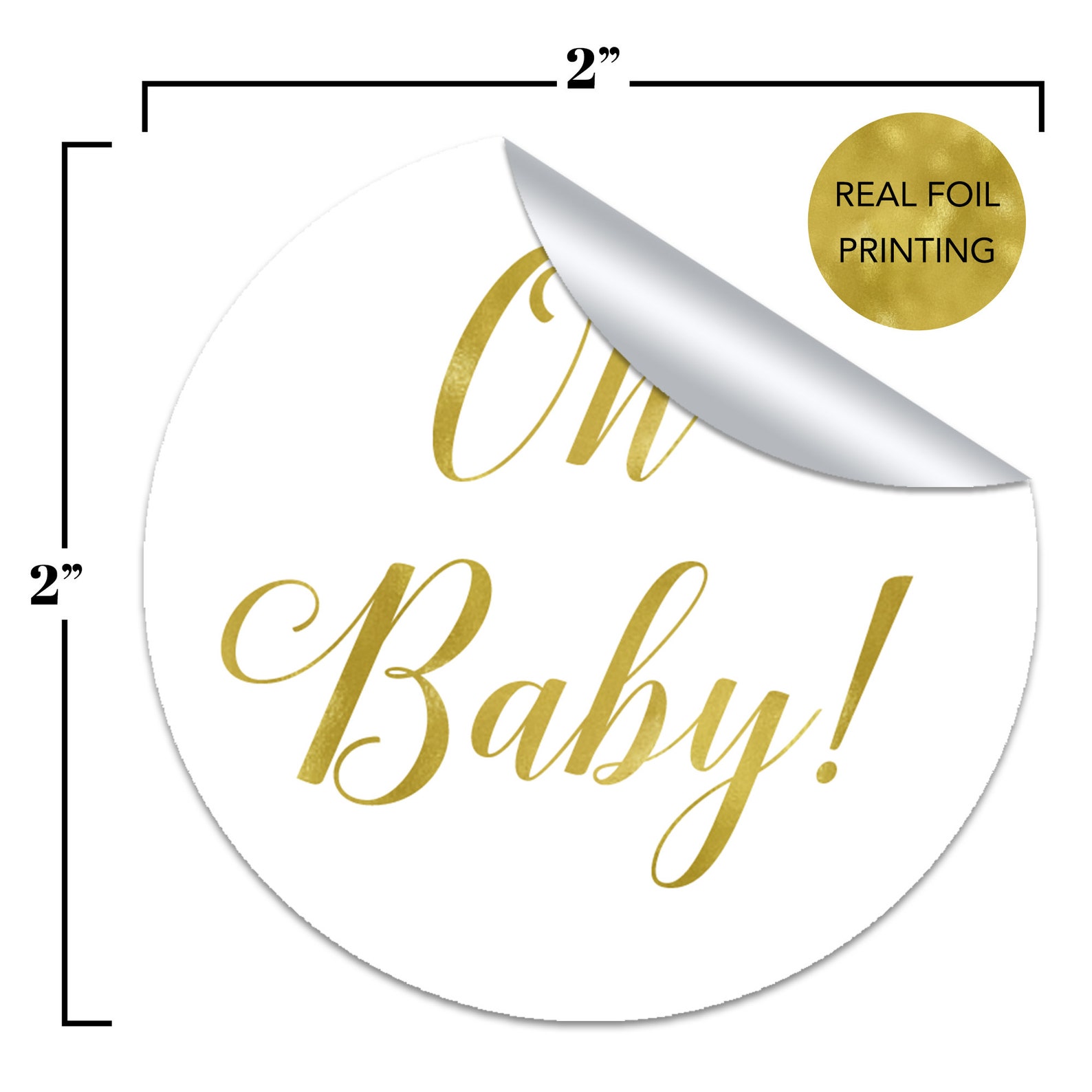 PRINTED Oh Baby stickers Foil Oh Baby Shower Favor stickers | Etsy
