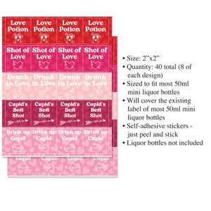 Valentine Mini Liquor Bottle Labels, Valentine Shot Bottle Labels ...