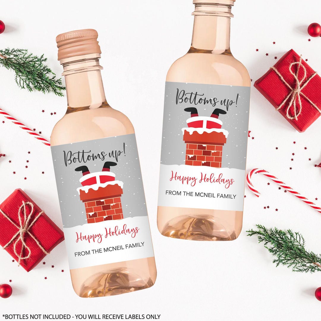 Funny Christmas Wine Labels, Christmas Party Mini Wine Labels ...