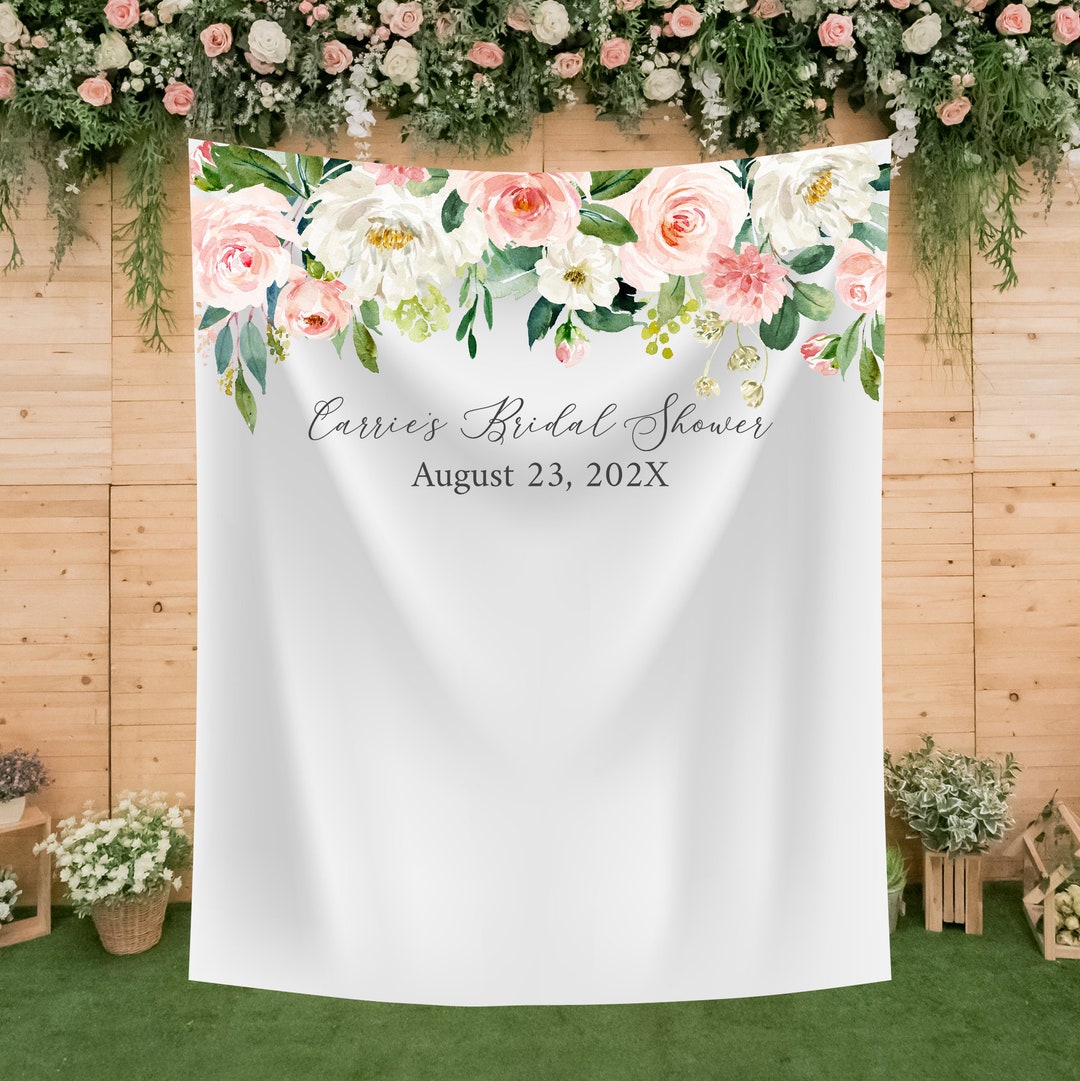 Lovely Blush Floral Personalized Backdrop, Blush Floral Backdrop ...