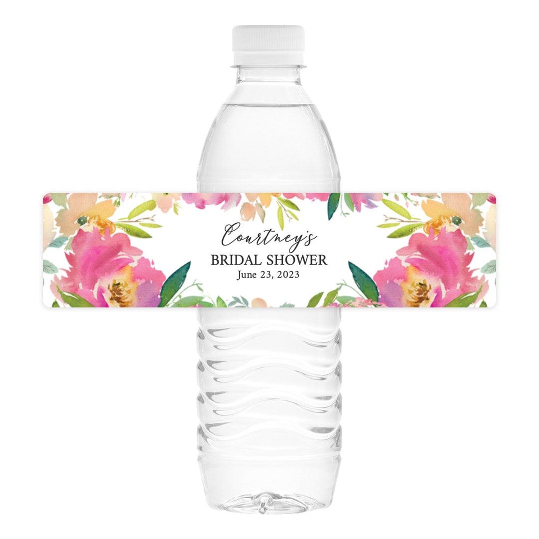 Pink Blossoms Water Bottle Labels - Etsy