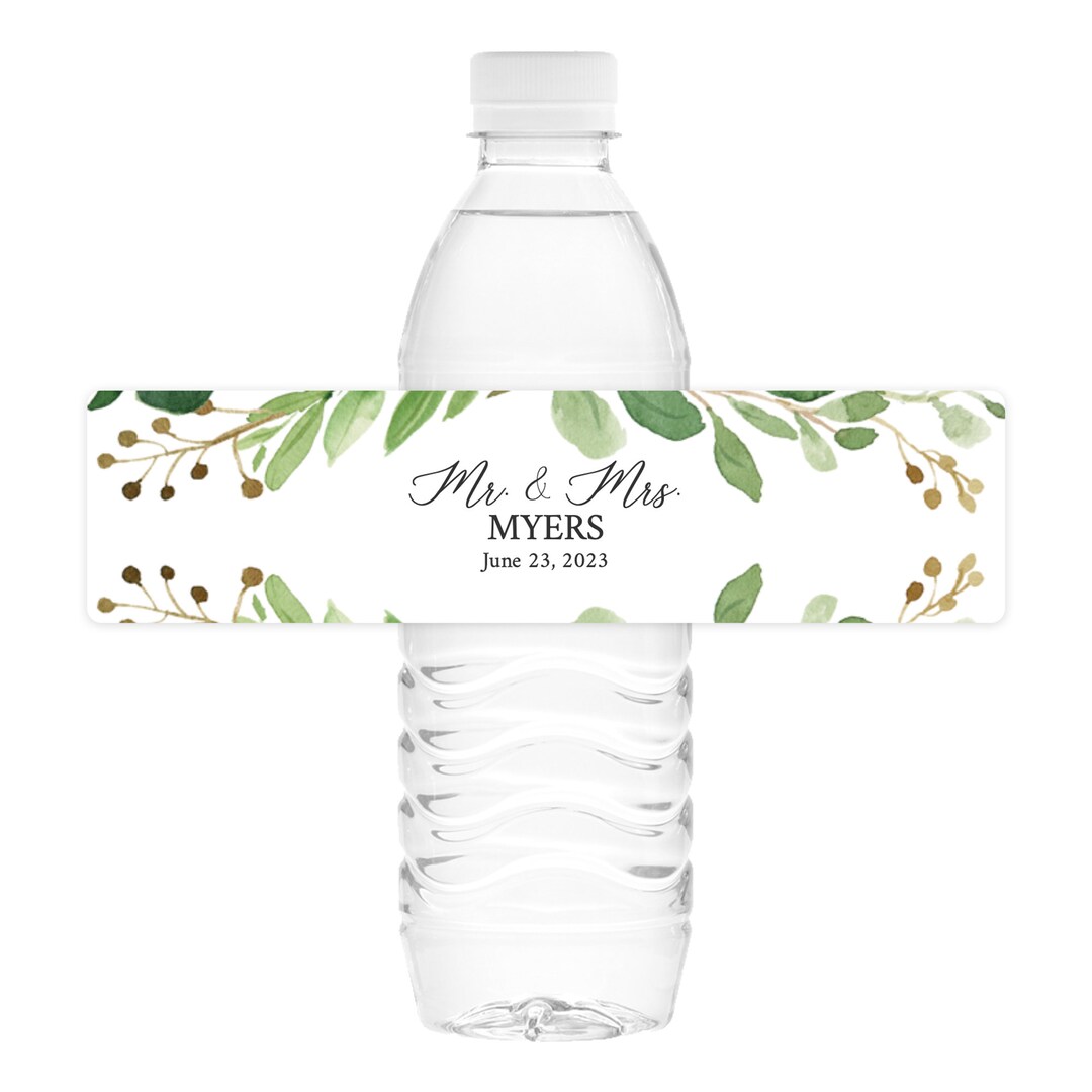 Leaf Greenery Water Bottle Labels Printed Water Bottle Labels ...