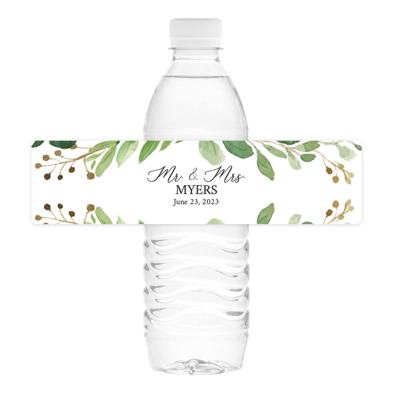 Leaf Greenery Water Bottle Labels Printed Water Bottle Labels ...
