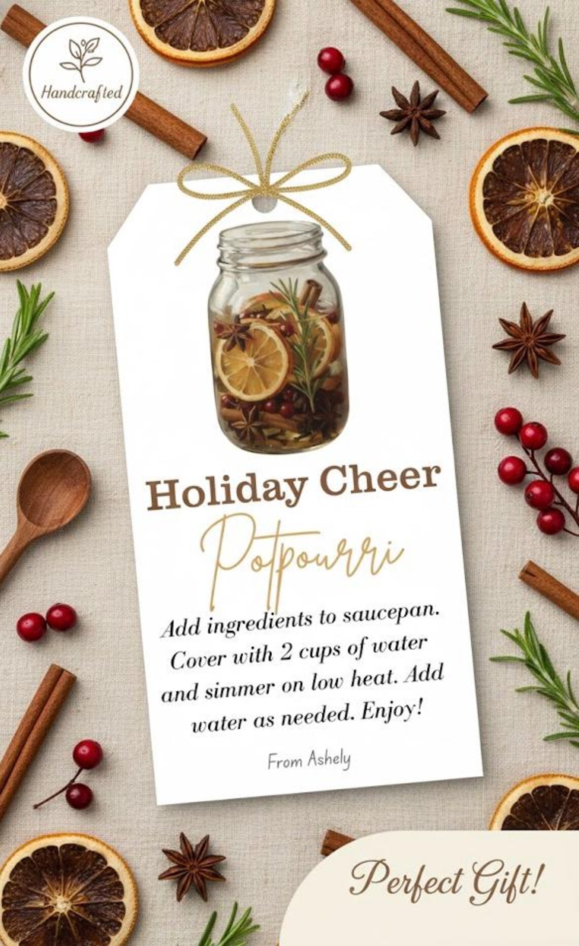Holiday Simmering Potpourri Gift Tag, Printable Christmas Simmering ...