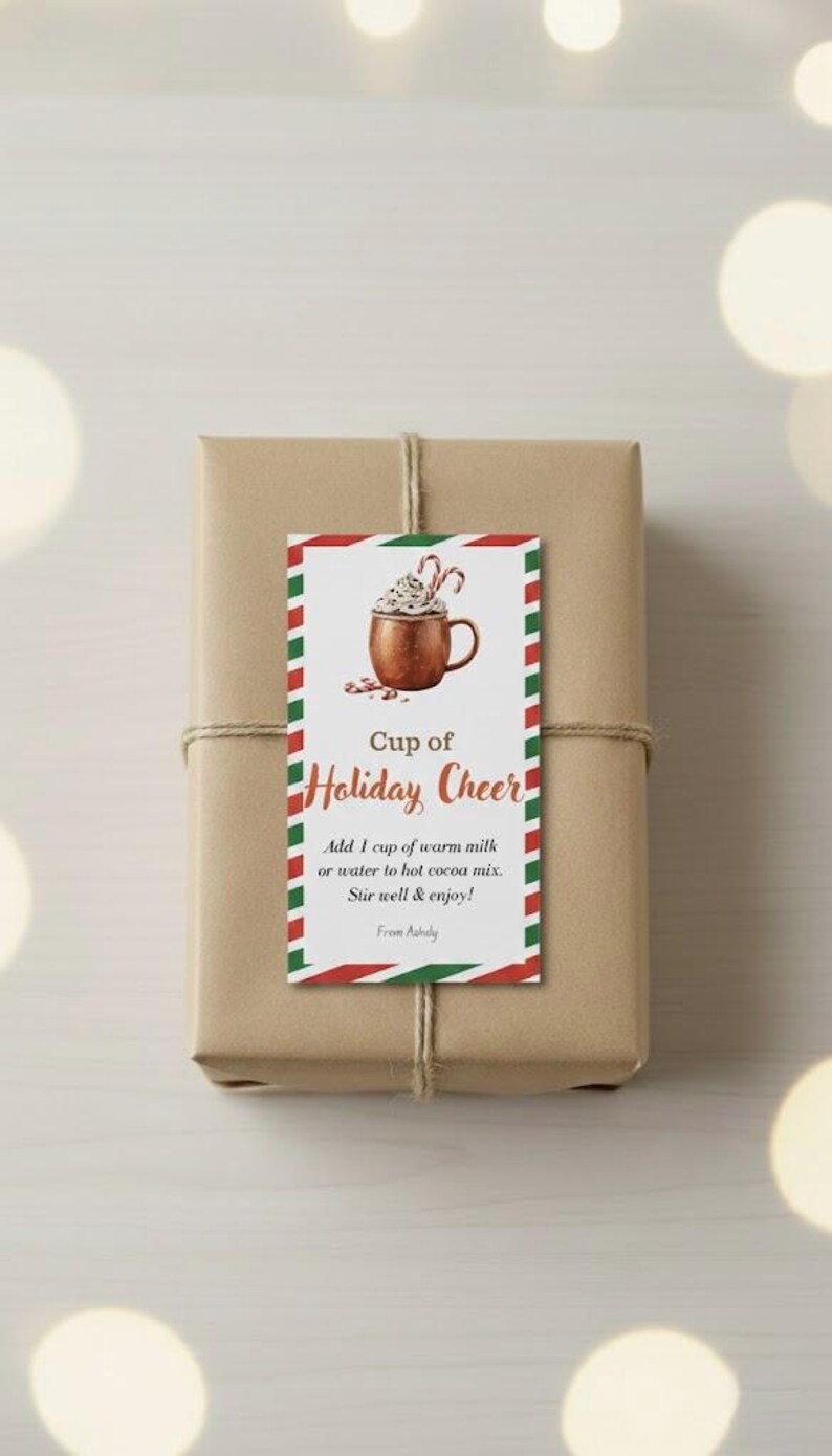 Hot Cocoa Christmas Gift Tags Printable, Hot Chocolate Mix Christmas ...