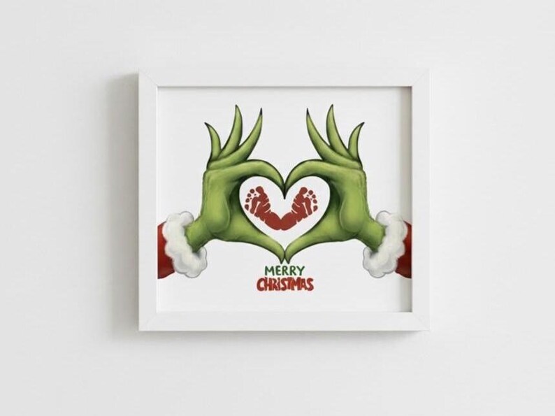 Christmas Handprint Footprint DIY Art Craft, Merry Grinchmas Handprint ...