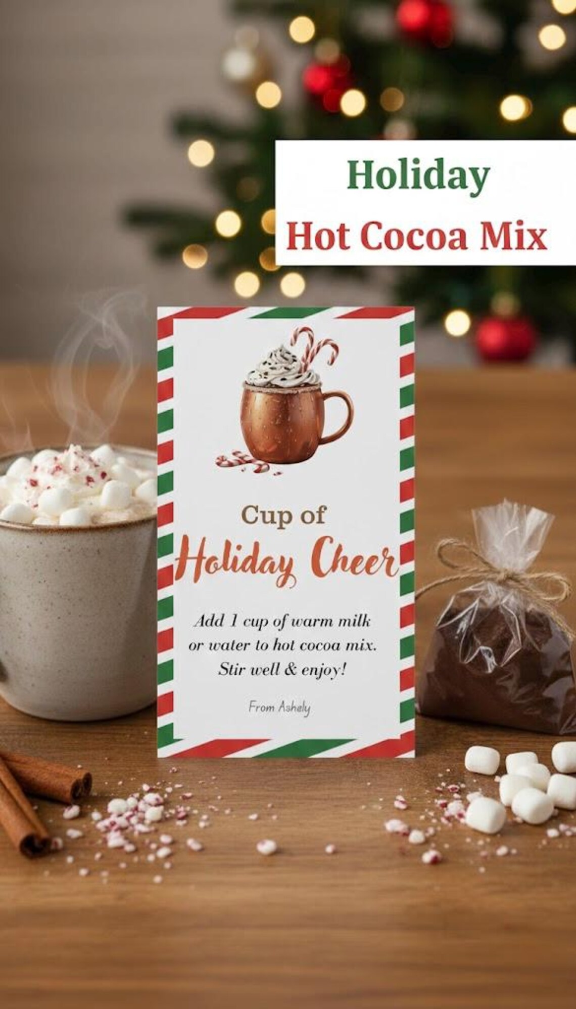 Hot Cocoa Christmas Gift Tags Printable, Hot Chocolate Mix Christmas ...