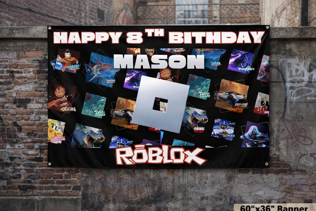 Personalized Roblox Theme Birthday Banner Digital Download Printable ...