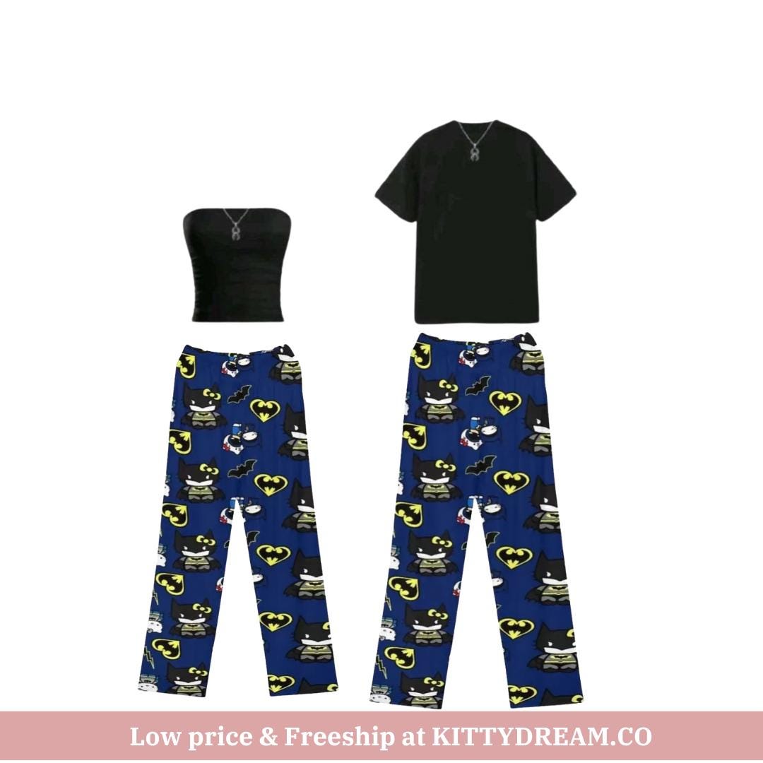 Hello Kitty Batman Pajama Pants Trousers, Fluffy Pajamas, Matching ...