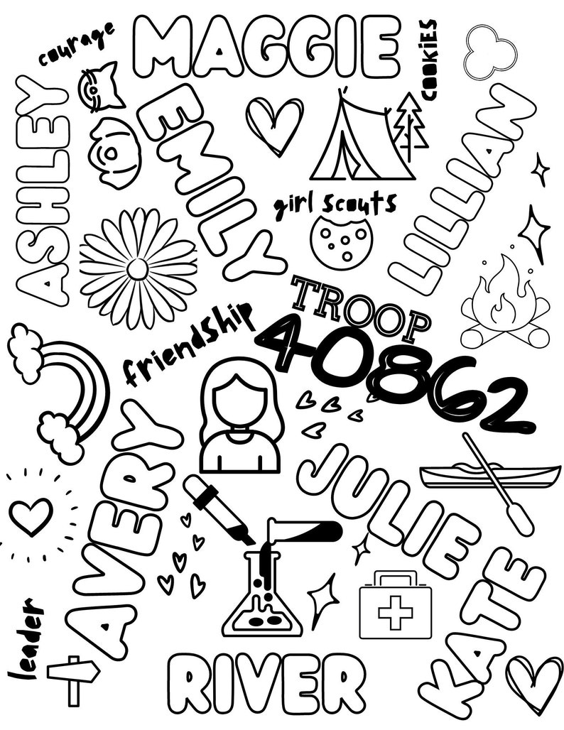 Troop Name Coloring Page - Etsy