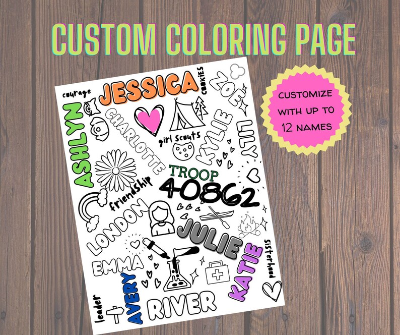 Troop Name Coloring Page - Etsy