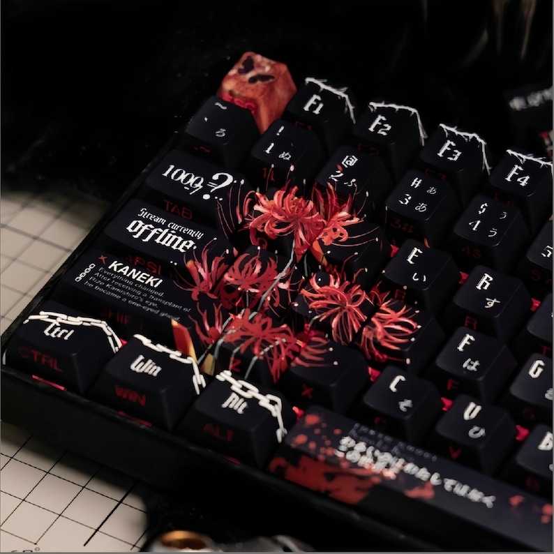Tokyo Ghoul Kaneki Ken Keycap Set | One-eyed Ghoul Vibes | 129 Keys PBT ...