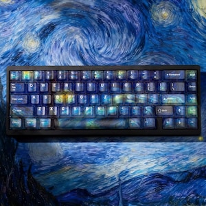 Starry Night Keycap Set | Van Gogh Inspired Translucent Design | PC ...