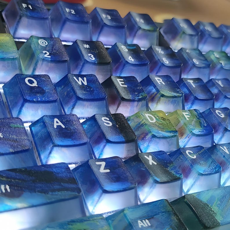 Starry Night Keycap Set | Van Gogh Inspired Translucent Design | PC ...