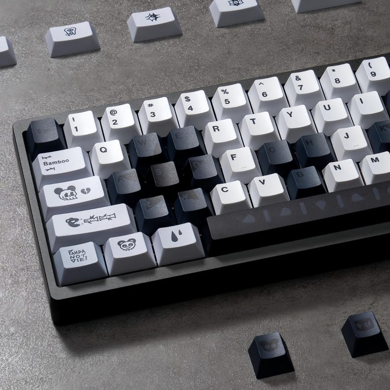 Angry Panda Keycap Set | Black & White Pop Theme | 132 Keys PBT Cherry ...