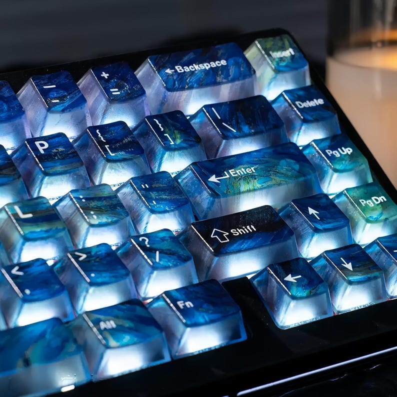 Starry Night Keycap Set | Van Gogh Inspired Translucent Design | PC ...