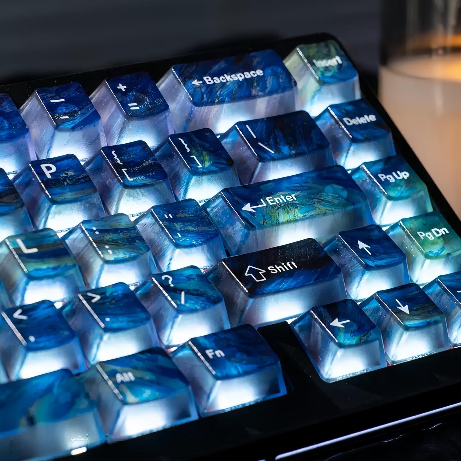 Starry Night Keycap Set | Van Gogh Inspired Translucent Design | PC ...
