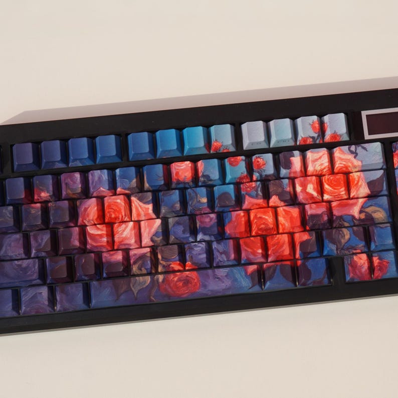 Rose Blossom Oil Painting Keycap Set | 129 Keys PBT Cherry Profile ...