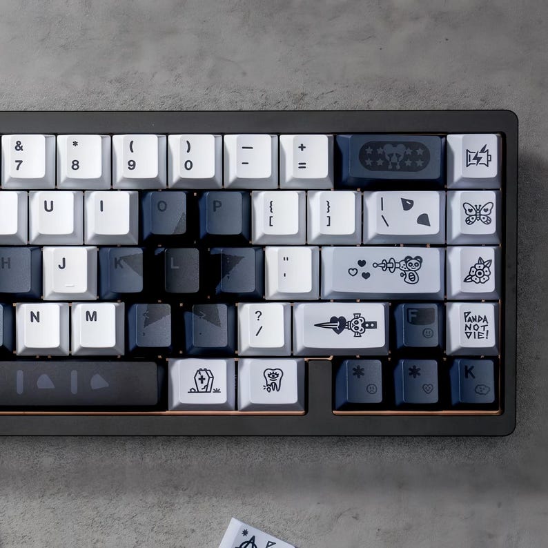 Angry Panda Keycap Set | Black & White Pop Theme | 132 Keys PBT Cherry ...