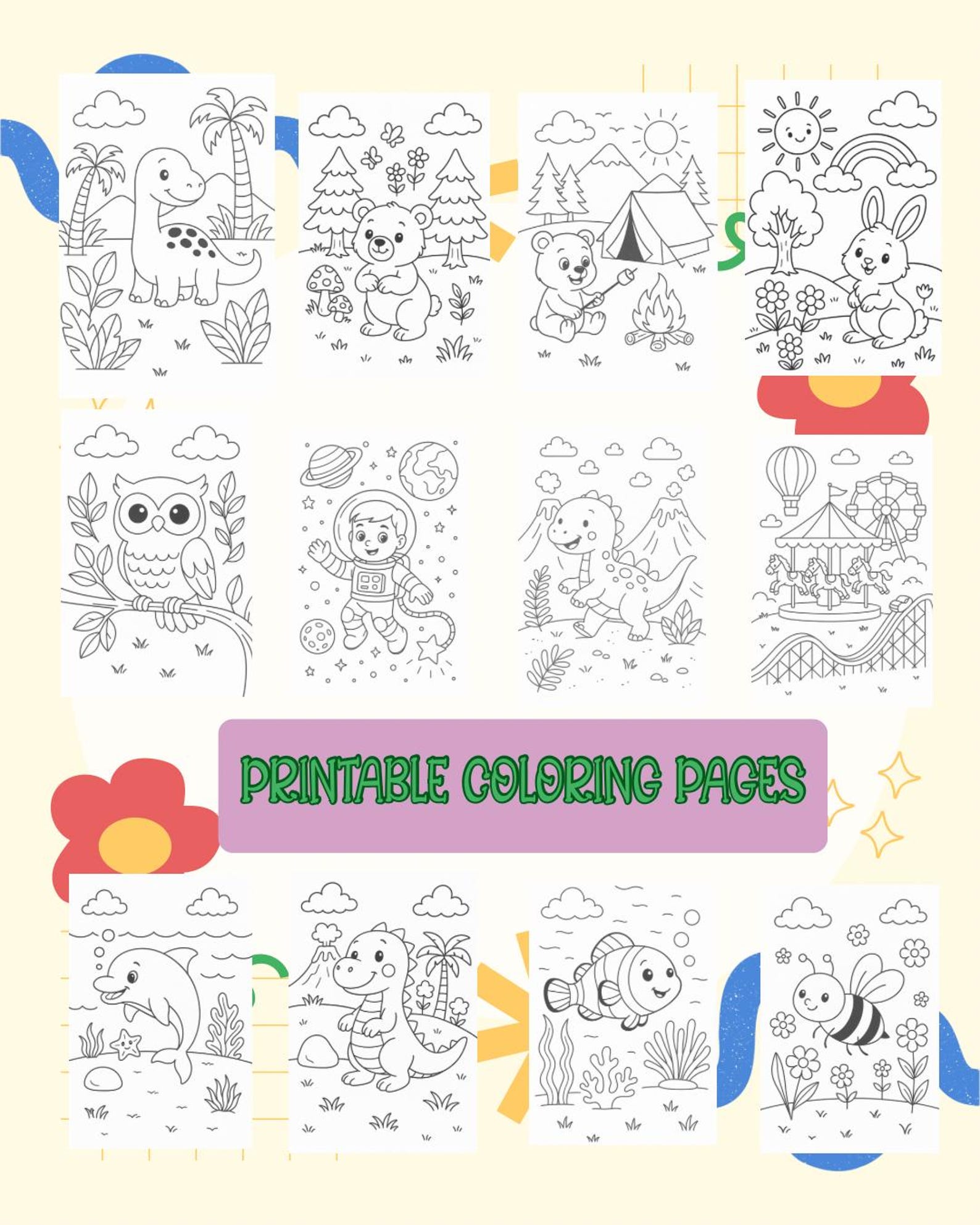Printable Coloring Pages BUNDLE Png DIGITAL FILES - Etsy