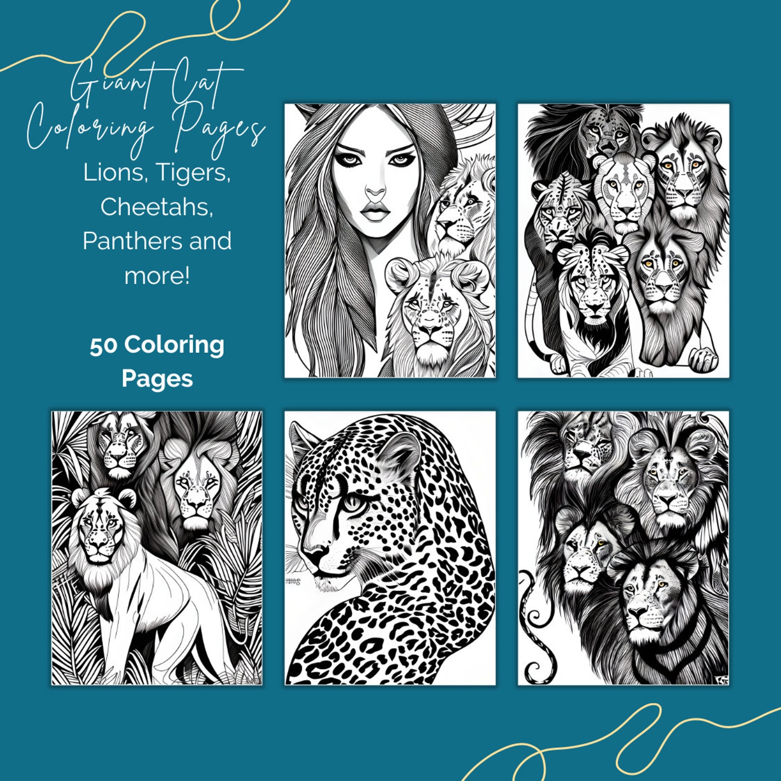 50 Majestic Big Cat Printable Coloring Pages for Adults and Kids Lions ...