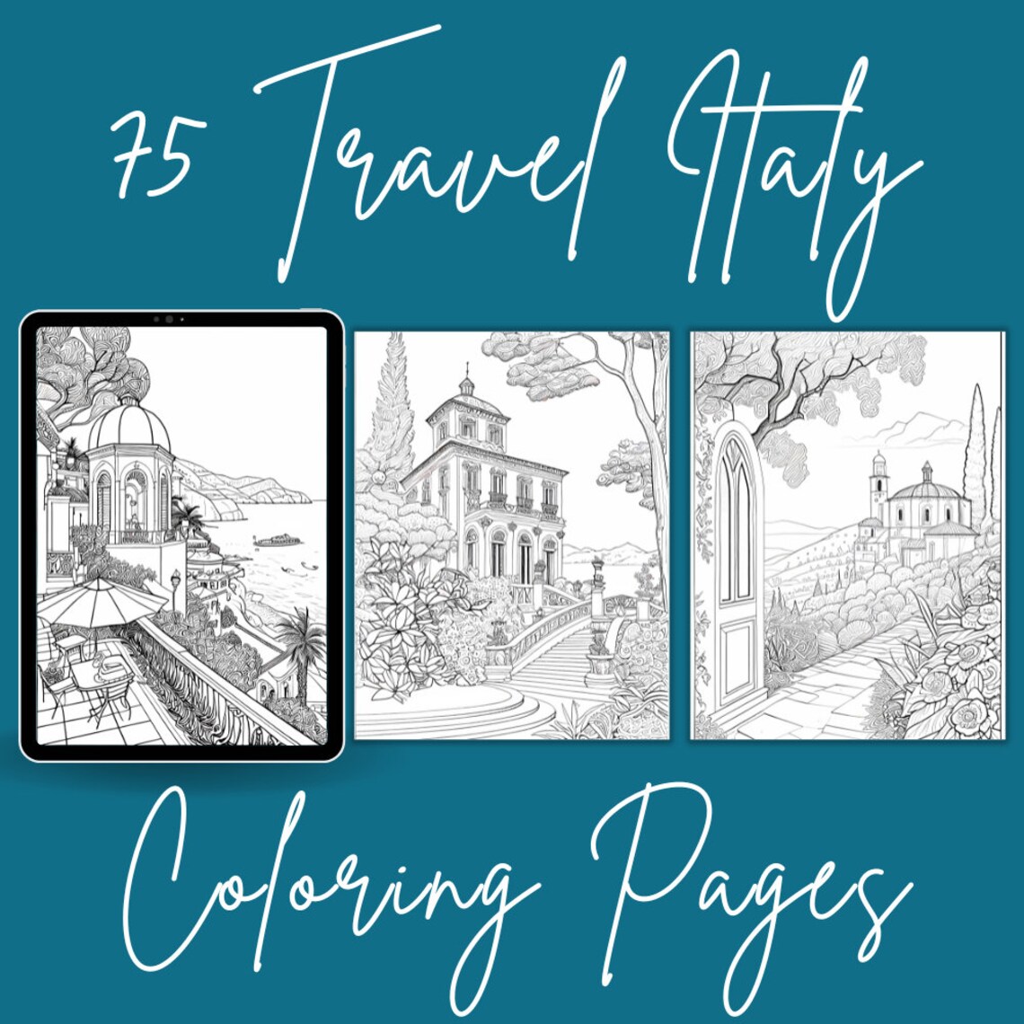 75 Travel Coloring Pages, Travel Italy Coloring Pages, Adult Color ...