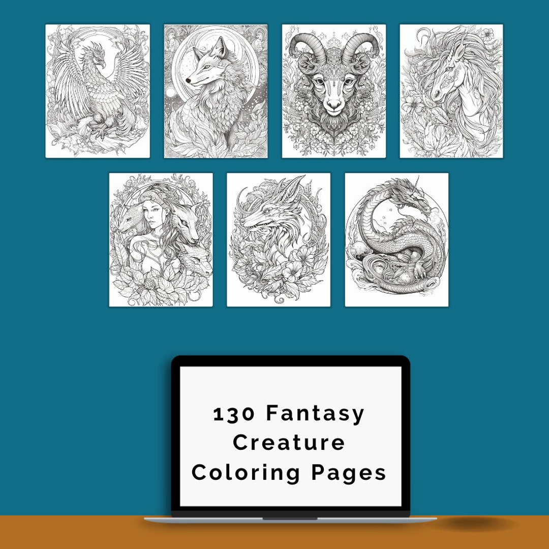 Magical Adventure Awaits: 130 Printable Fantasy Creature Coloring Pages ...