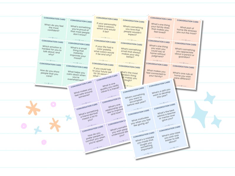 Teen Conversation Cards Printable | 60 Therapy Prompts for Teens - Etsy