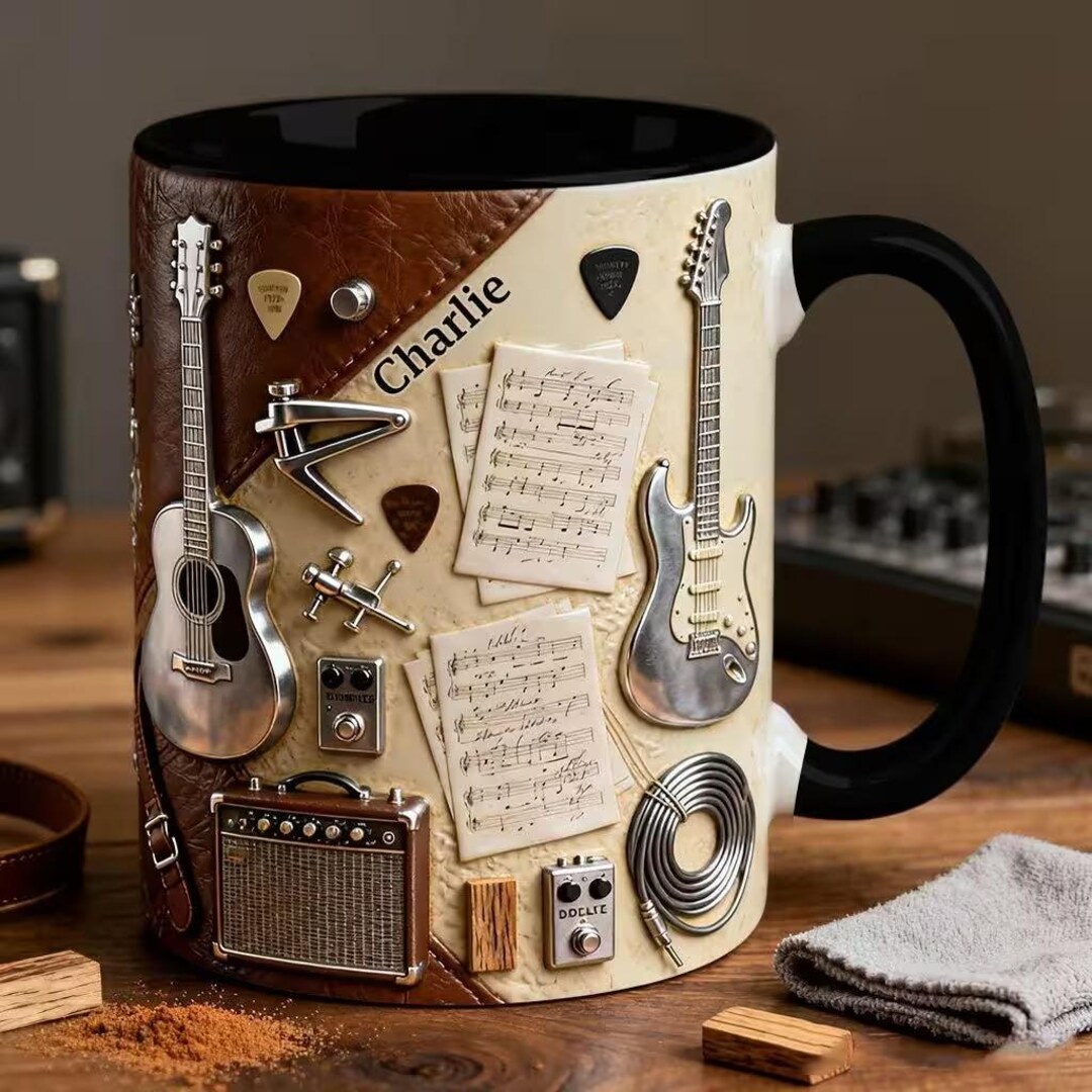 Personalized Guitar Player Accent Mug, Guitarist Accessories Ceramic ...