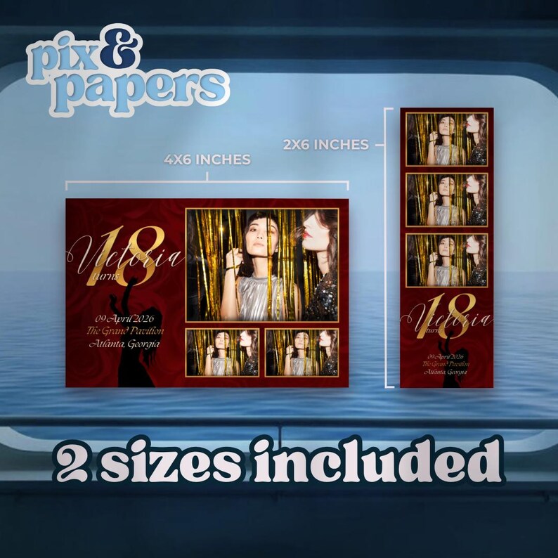 Photo Booth Template · Burgundy & Gold 18th Birthday Debut Theme ...