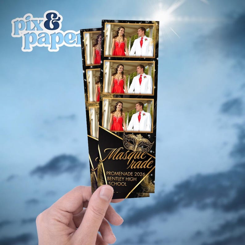 Photo Booth Template · Promenade 2026 Photo Strip · Elegant Black Gold ...