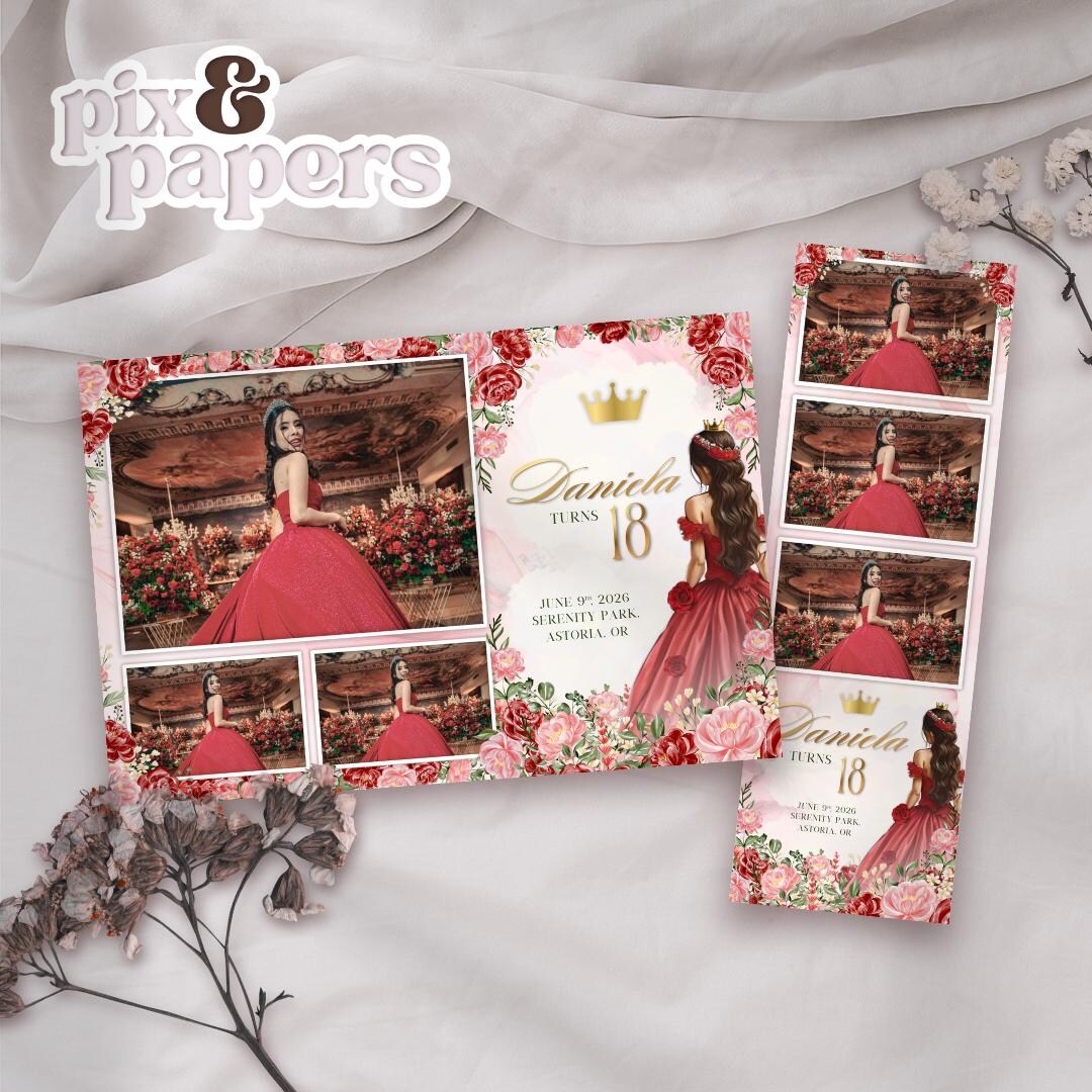 18th Birthday Debut Photo Booth Template Any Age Floral Photo Design ...