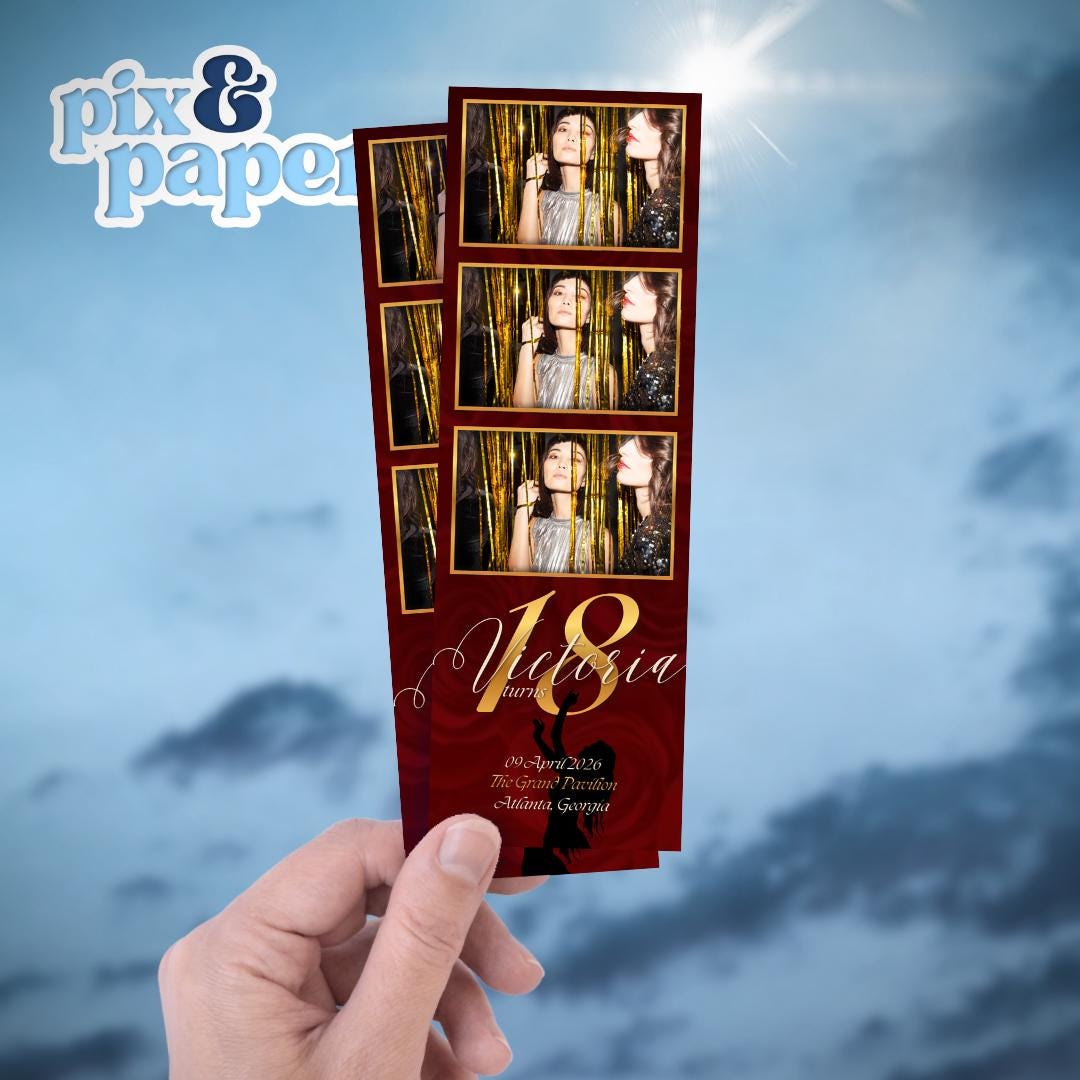Photo Booth Template · Burgundy & Gold 18th Birthday Debut Theme ...