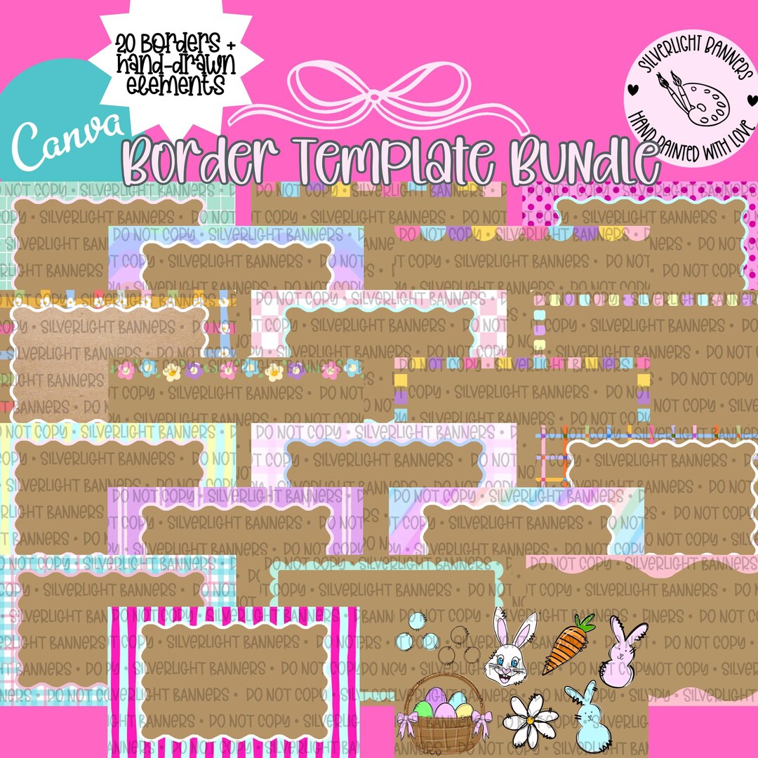 Easter Template Border Bundle (20 Borders + Hand-drawn Elements ...