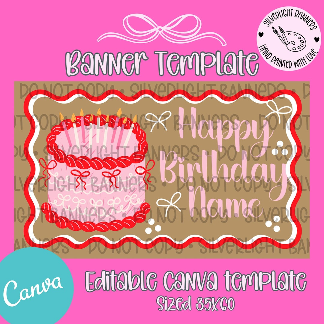 Coquette Birthday Banner Template, DIY Canva Sign (digital Download) - Etsy