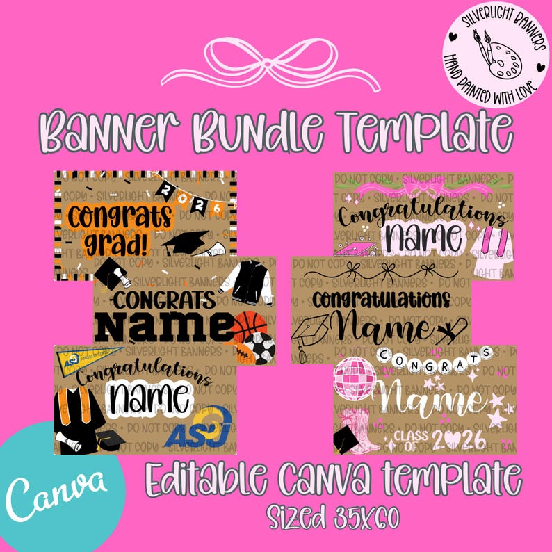 Graduation Banner Template Bundle: Editable Canva Template | DIY ...